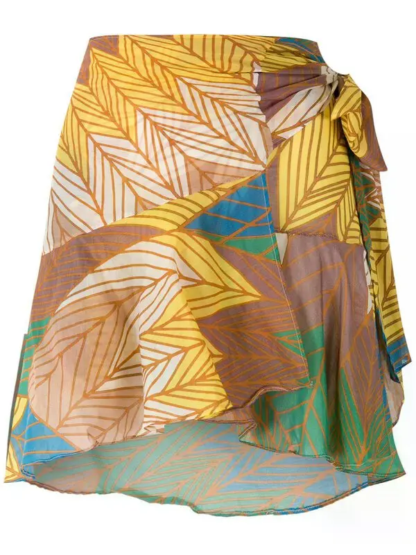 AMIR SLAMA Printed Wrap Skirt With Ruffle Trimming