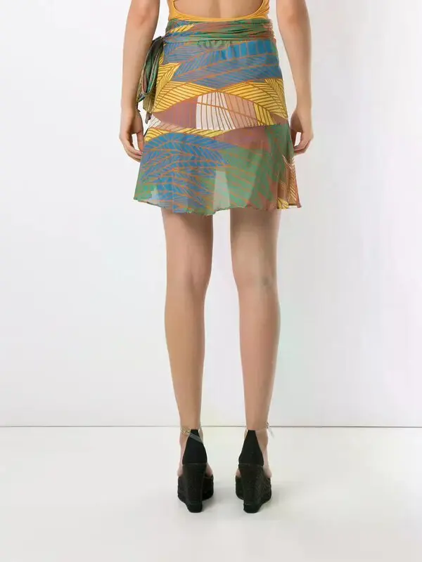 AMIR SLAMA Printed Wrap Skirt With Ruffle Trimming