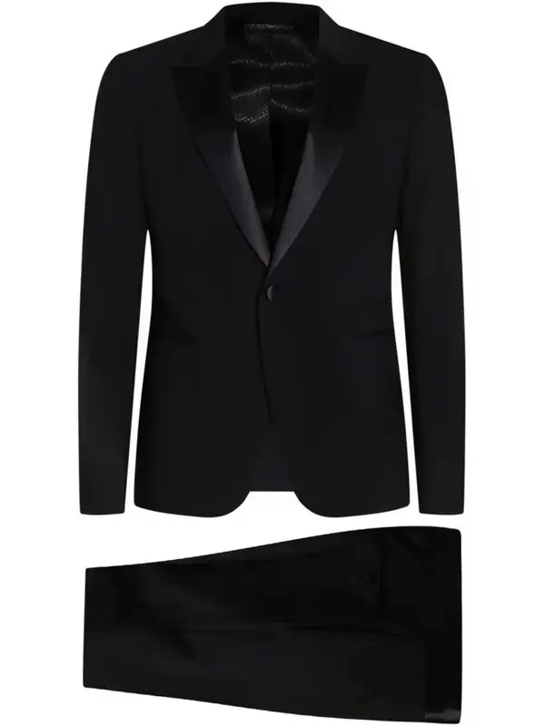 Emporio Armani Satin-trim Suit - Black