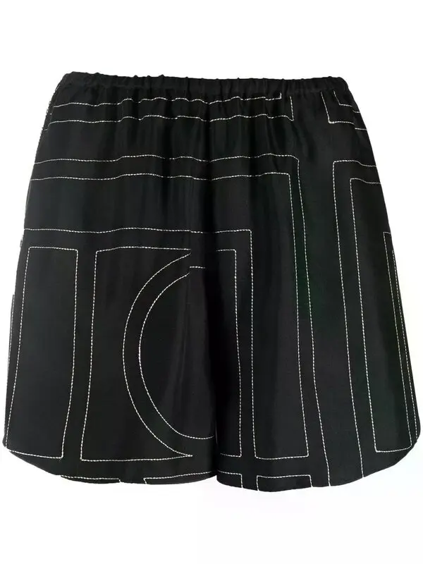 TOTEME Geometric-print Silk Shorts - Black
