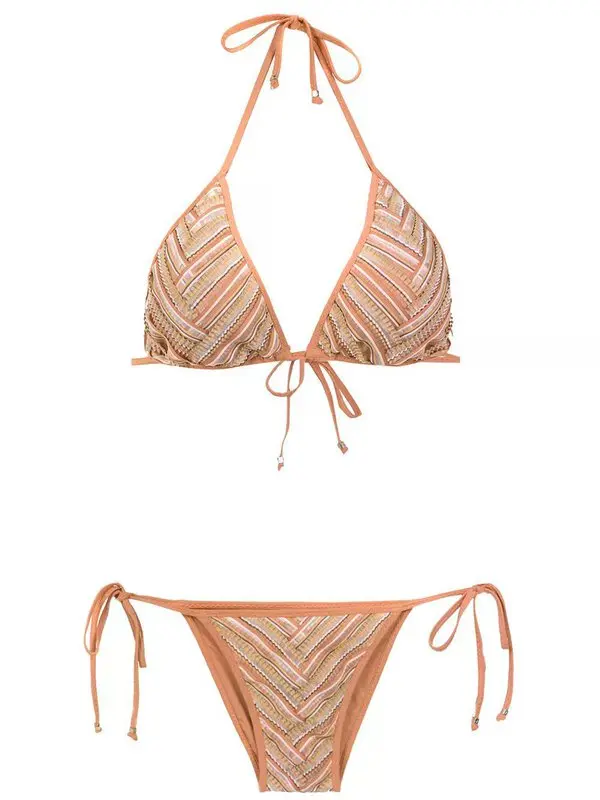 AMIR SLAMA Graphic-print Bikini - Neutrals