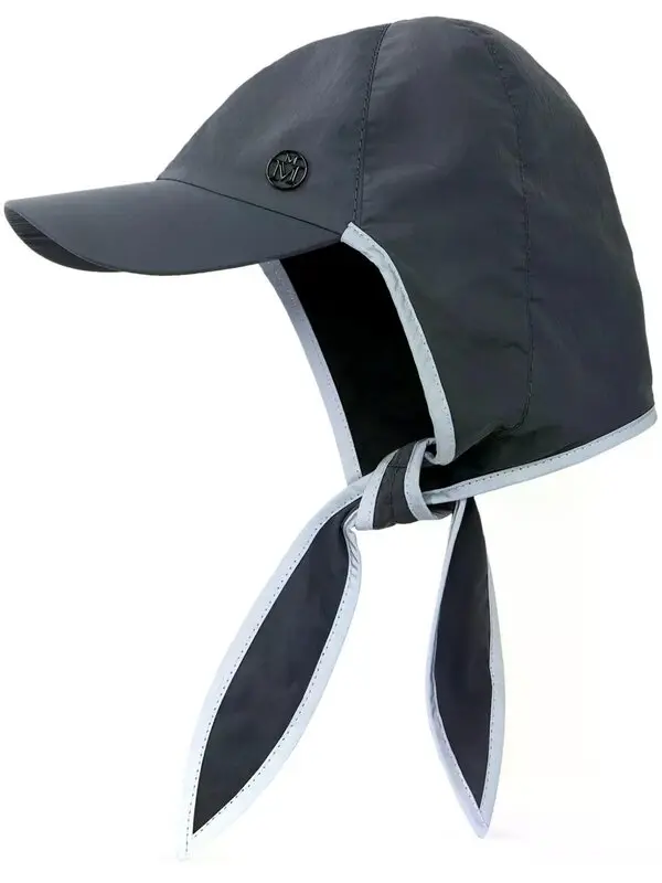 MAISON MICHEL Yseult Logo-appliqué Balaclava - Grey