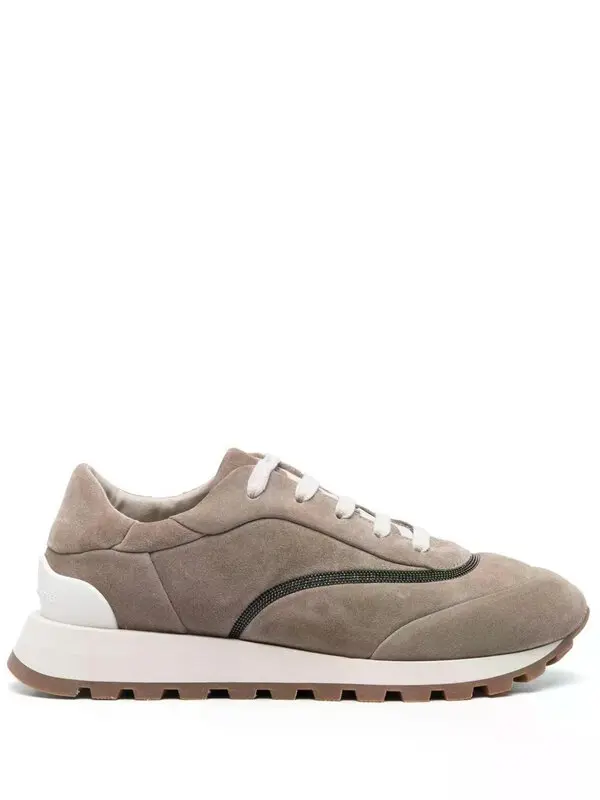 Brunello Cucinelli Monili-chain Suede Sneakers