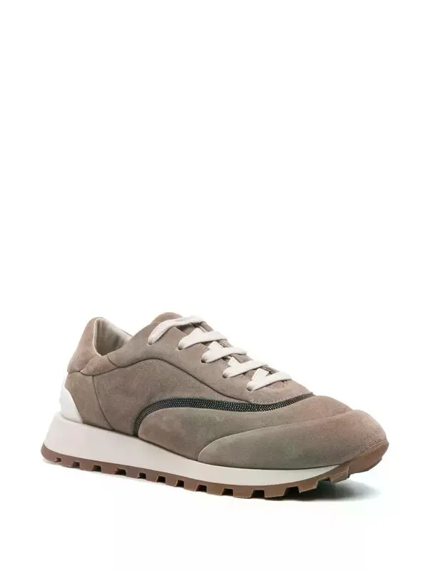 Brunello Cucinelli Monili-chain Suede Sneakers