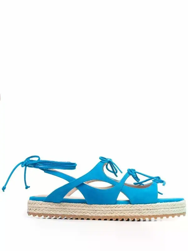 SCAROSSO Sweet Lace Platform Sandals - Blue
