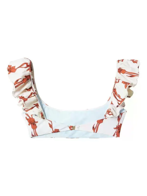 La DoubleJ Ruffled Bikini Top - White
