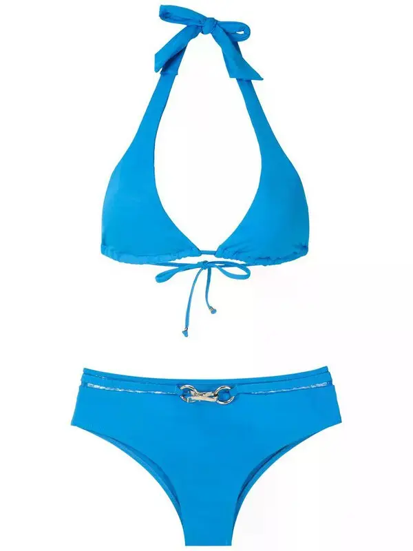 AMIR SLAMA Metallic Embellishment Bikini Set - Blue