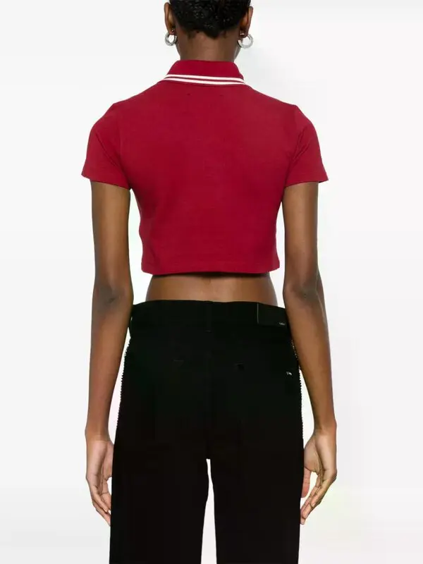 Amiri Cropped Polo Top With Embroidered Logo - Red
