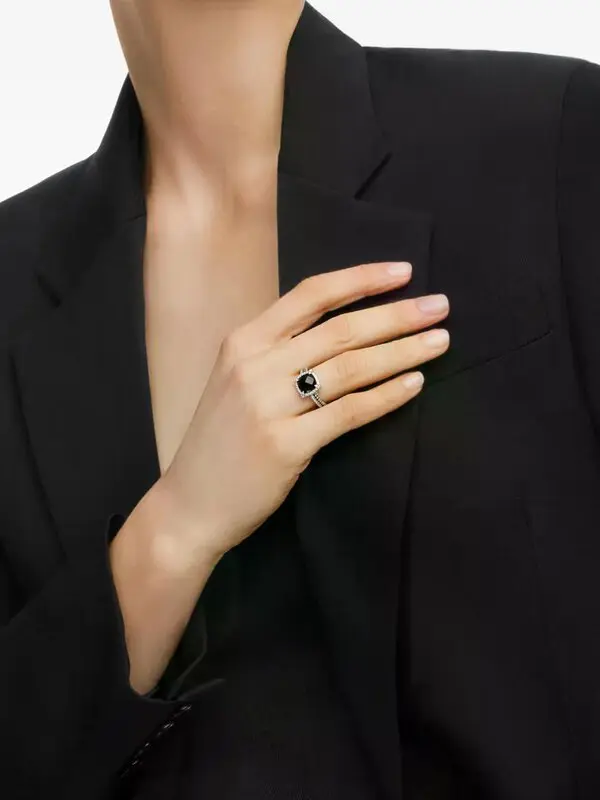 David Yurman Sterling Onyx, And Diamond Chatelaine Ring