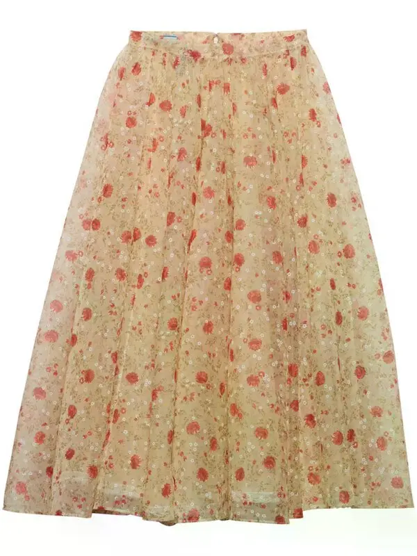 Prada Printed Nylonette Midi Skirt