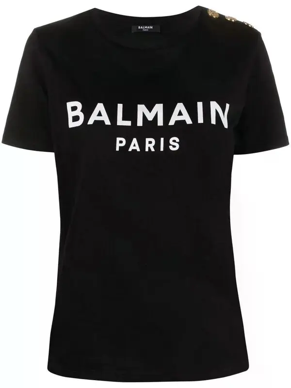 Balmain Logo-print T-shirt With Embossed Buttons