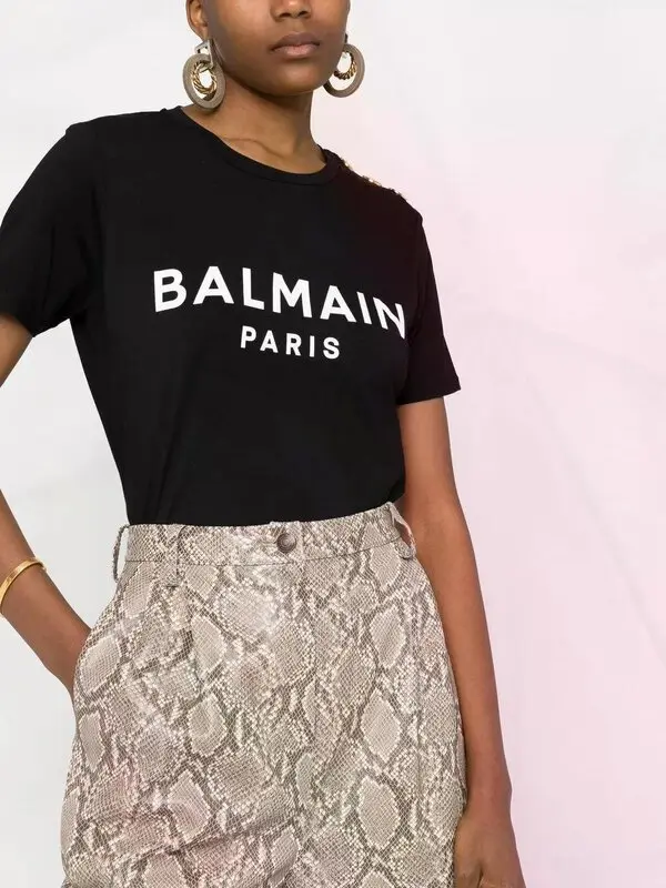 Balmain Logo-print T-shirt With Embossed Buttons