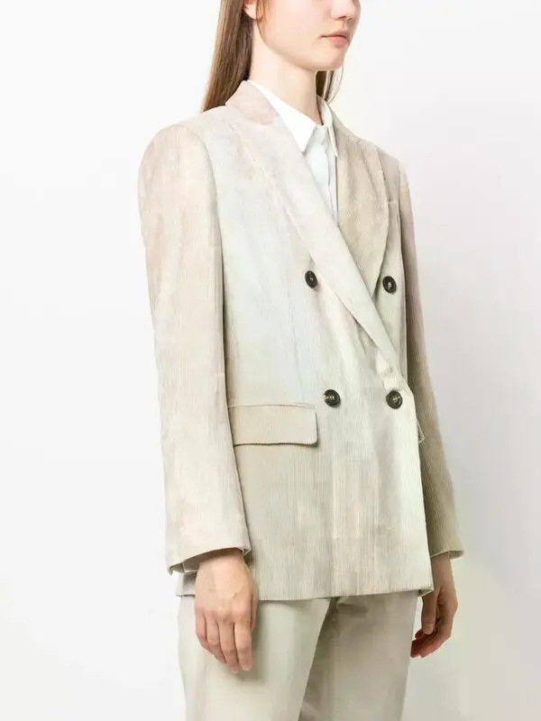 Brunello Cucinelli Double-breasted Corduroy Blazer - Neutrals