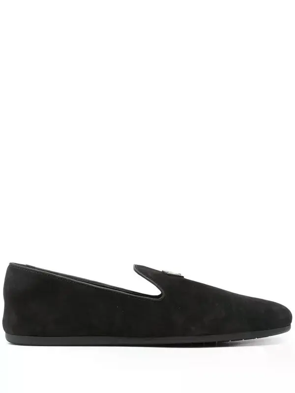 Prada Triangle-logo Suede Loafers