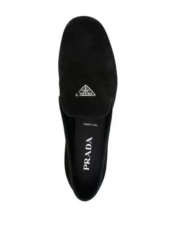 Prada Triangle-logo Suede Loafers