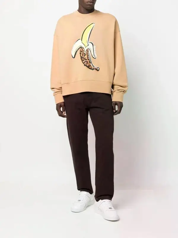 Palm Angels Leopard Banana Print Cotton Sweatshirt