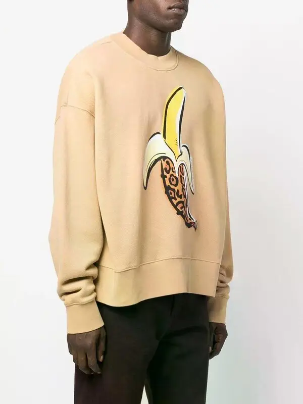 Palm Angels Leopard Banana Print Cotton Sweatshirt