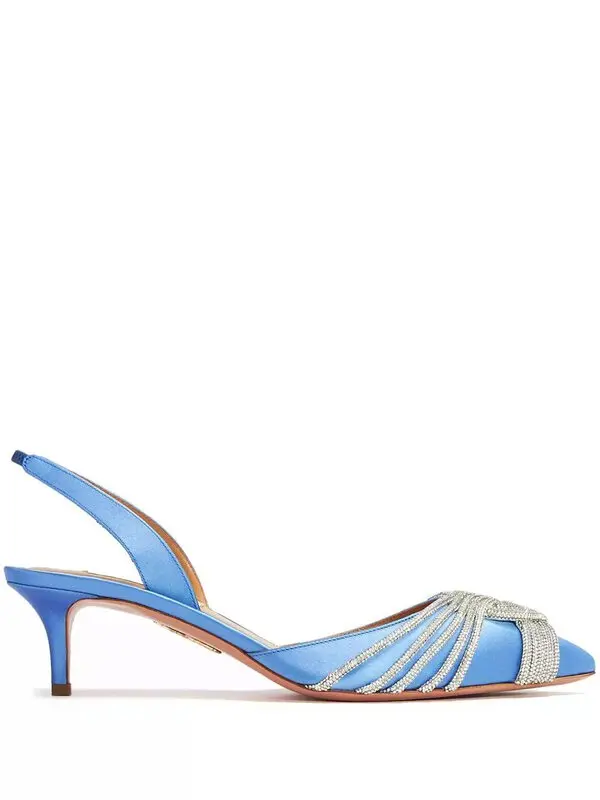 AQUAZZURA 50mm Gatsby Slingback Pumps - Blue