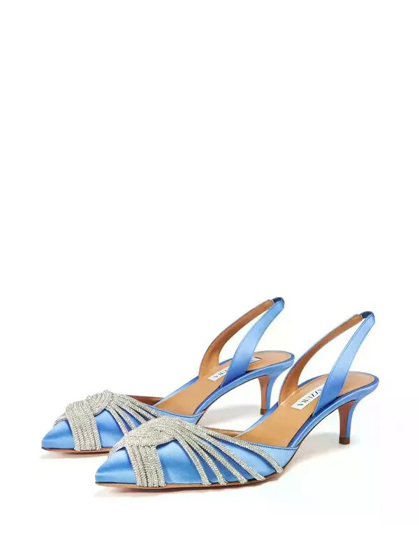 AQUAZZURA 50mm Gatsby Slingback Pumps - Blue