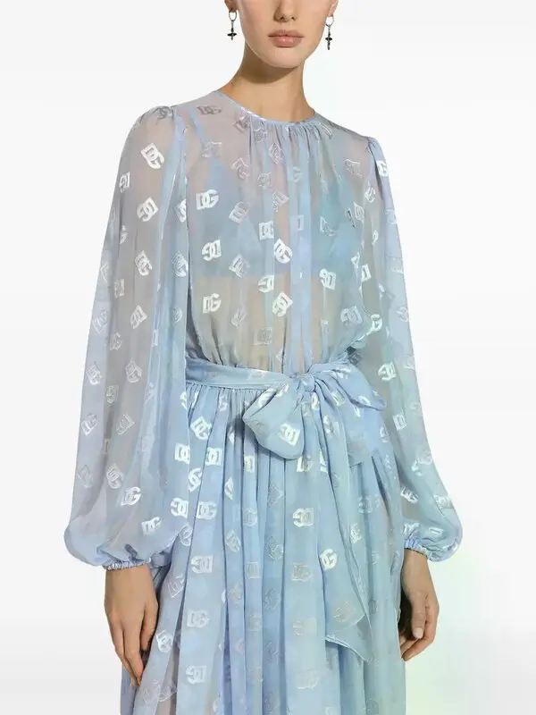 Dolce & Gabbana Dna Monogram-jacquard Chiffon Midi Dress