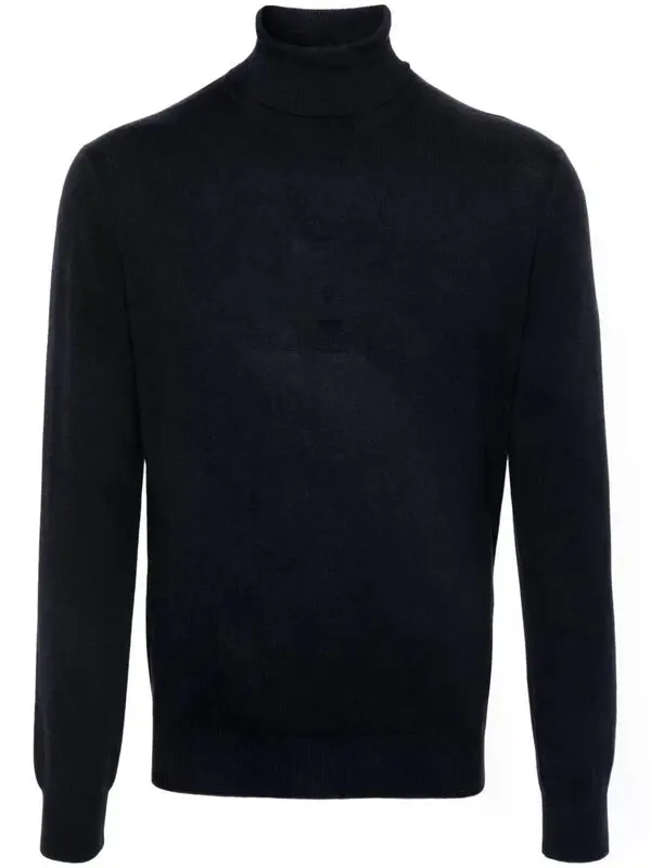 DELL'OGLIO Roll-neck Wool Blend Jumper - Blue