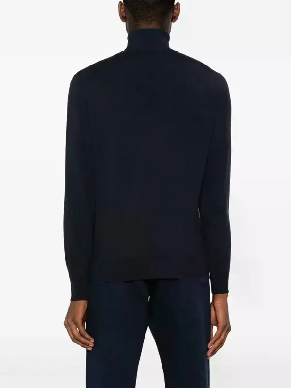 DELL'OGLIO Roll-neck Wool Blend Jumper - Blue