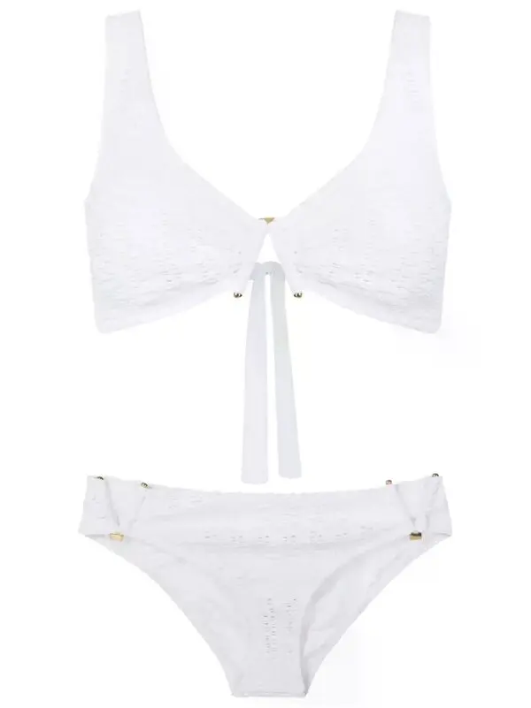 AMIR SLAMA Plunge-style Stretch Bikini - White