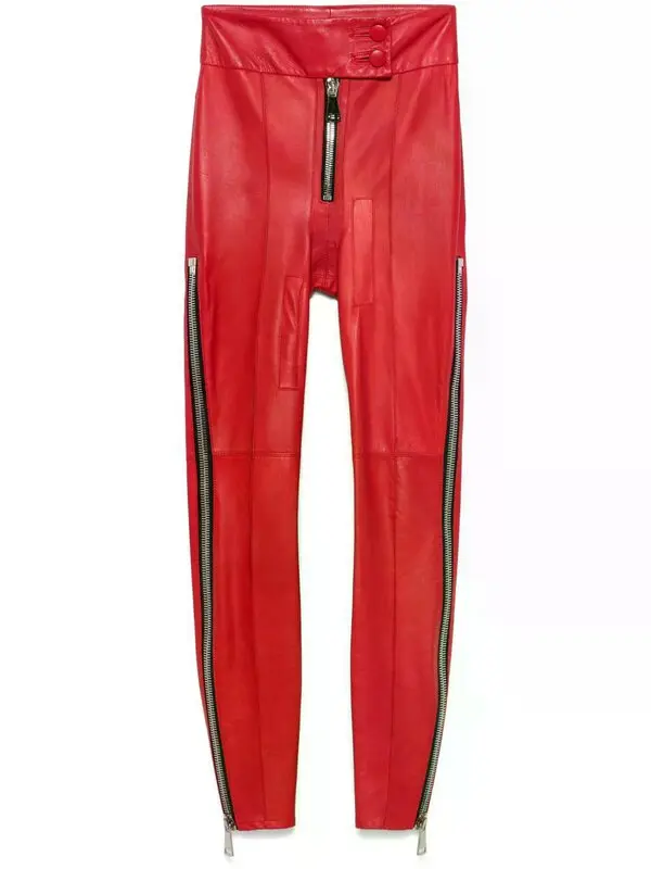 MITILIANE COUTURE Leather Trousers - Red