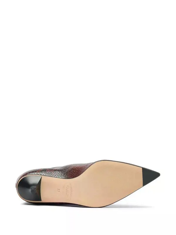 SCAROSSO Barbara Python Print Leather Boots - Brown