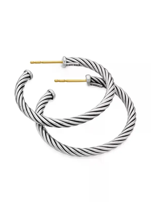 David Yurman Sterling Cable Hoop Earrings