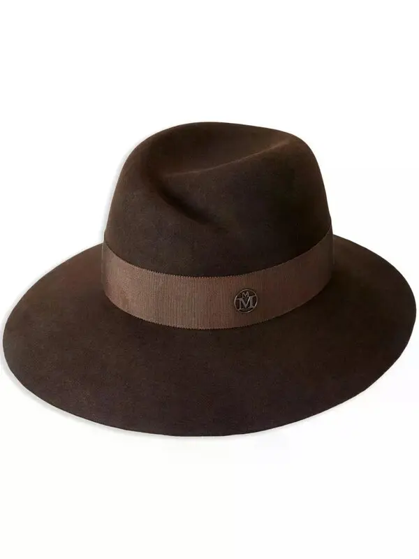 MAISON MICHEL Virginie Logo-plaque Detail Wool Fedora - Brown