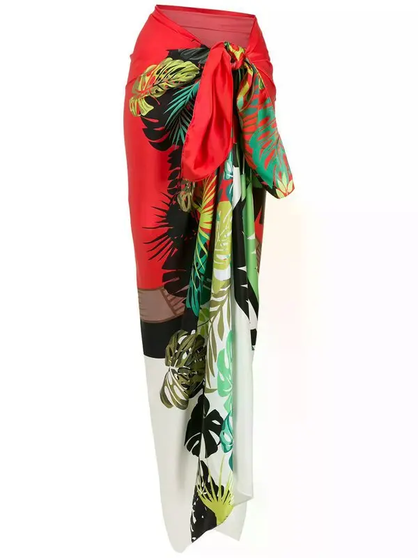 AMIR SLAMA Palm Leaf Print Pareo - Multicolour