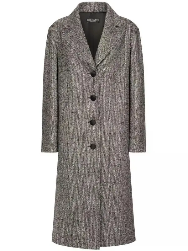 Dolce & Gabbana Herringbone Virgin Wool-blend Coat