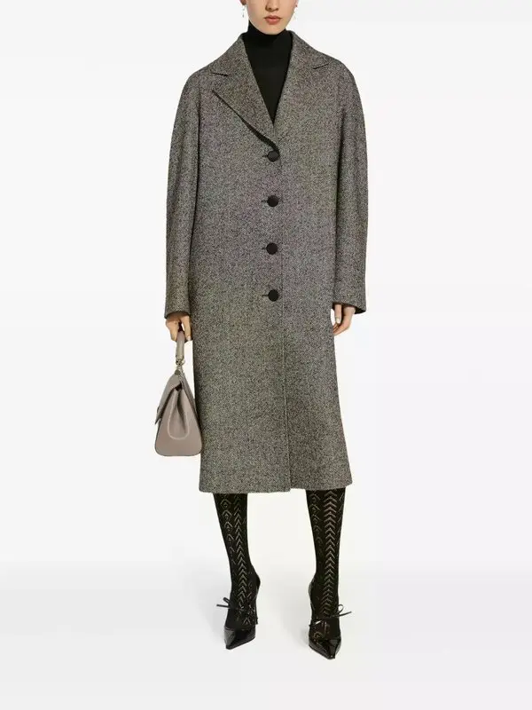 Dolce & Gabbana Herringbone Virgin Wool-blend Coat