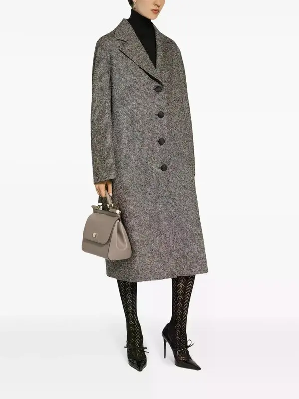 Dolce & Gabbana Herringbone Virgin Wool-blend Coat