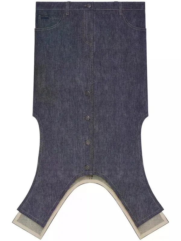 COURREGES Asymmetric-hem Denim Skirt - Grey