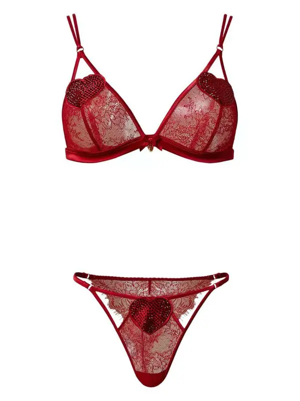 TWINSET Lace Triangle Bra And Briefs Set - Red