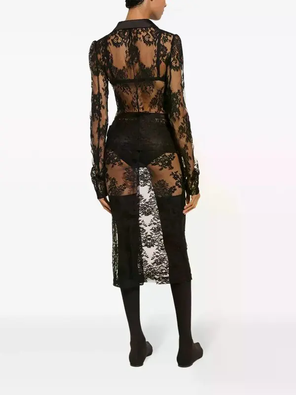 Dolce & Gabbana Tulle Sheer Midi Skirt