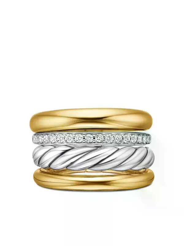 David Yurman Dy Mercer Multi-row Diamond Ring - Gold