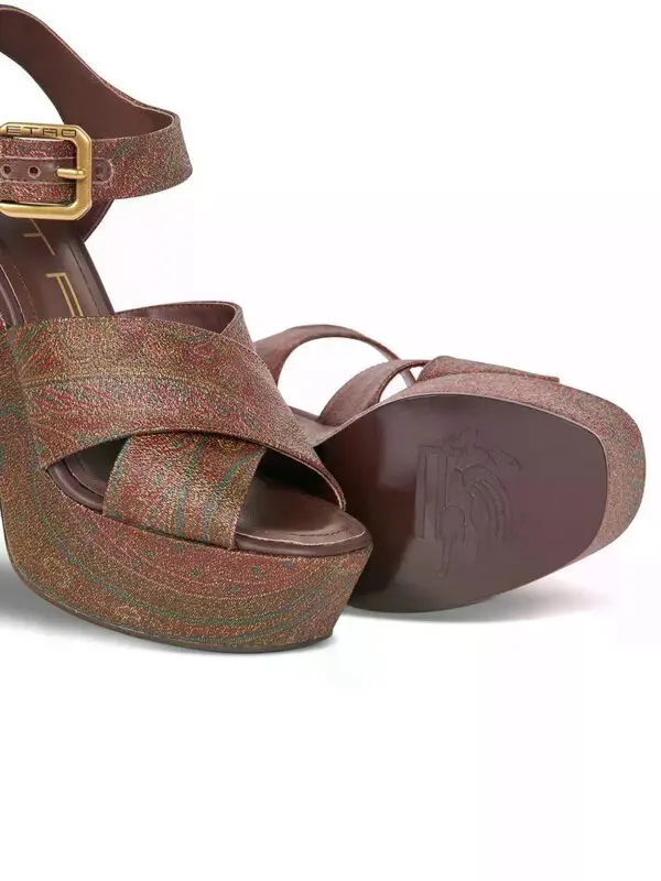 Etro 100mm Paisley Platform Sandals - Brown