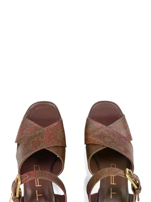 Etro 100mm Paisley Platform Sandals - Brown
