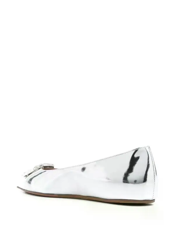 Amina Muaddi Metallic-leather Ballet Flats - Silver