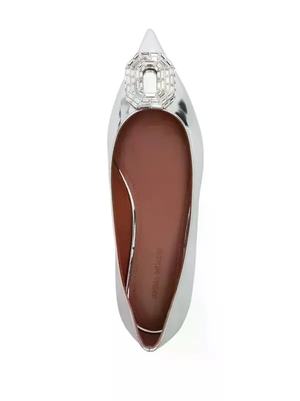 Amina Muaddi Metallic-leather Ballet Flats - Silver
