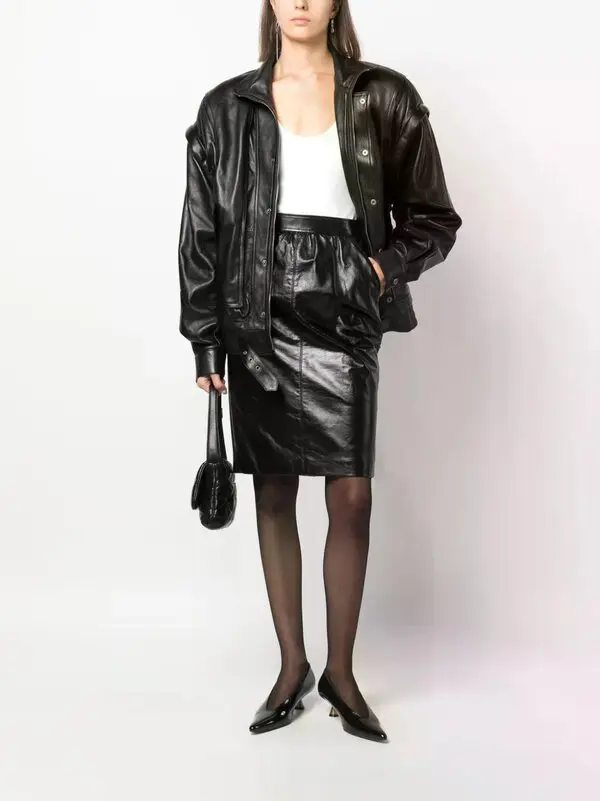 Saint Laurent High-waisted Leather Pencil Skirt
