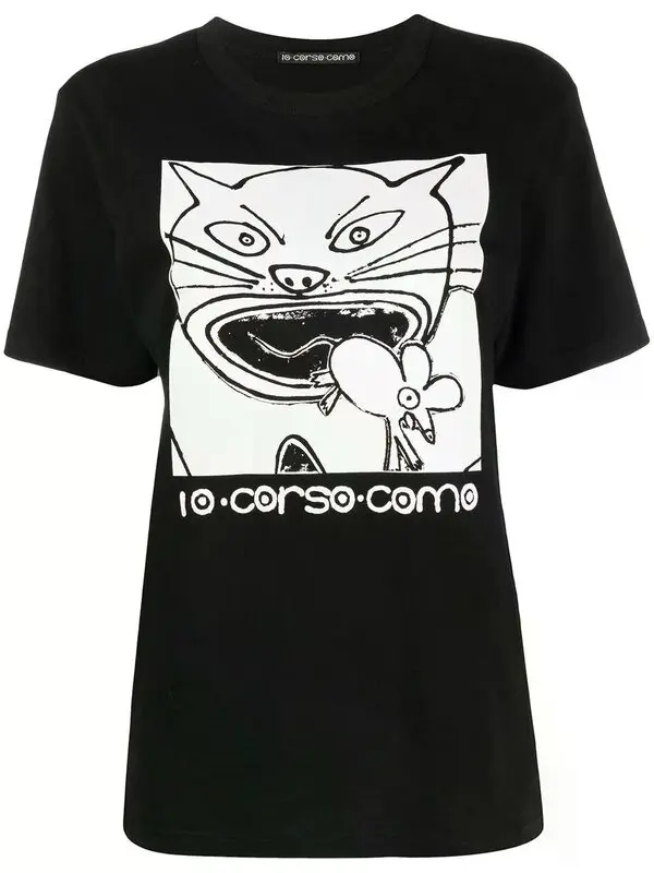 10 CORSO COMO Cat-print Cotton T-shirt