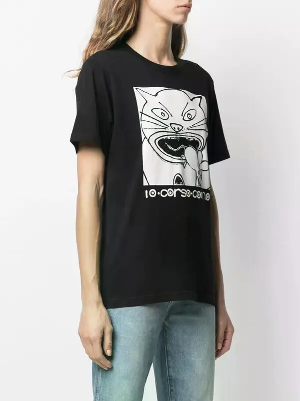 10 CORSO COMO Cat-print Cotton T-shirt
