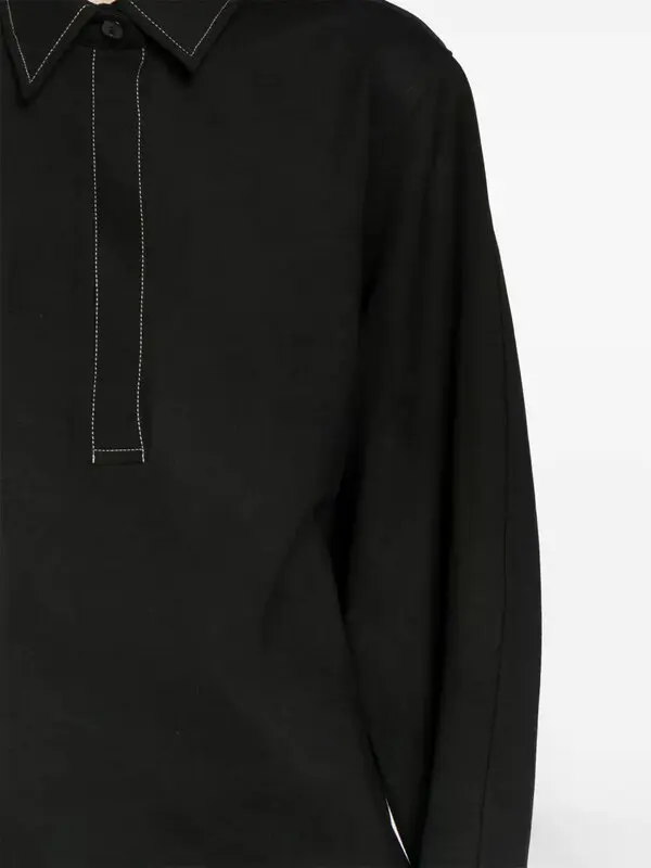 Victoria Beckham Decorative-stitching Polo Top - Black