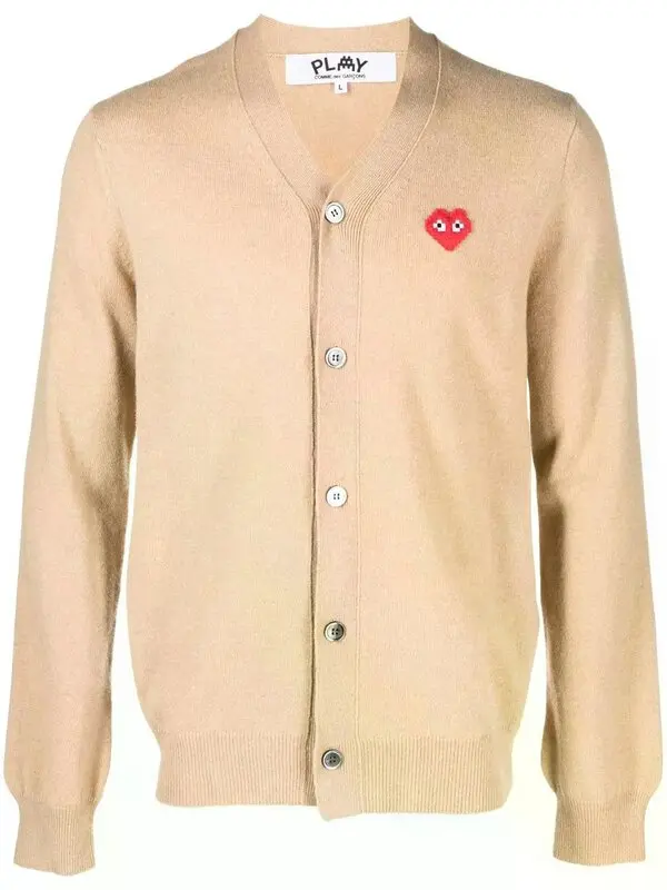 Play Comme Des Garcon Logo-embroidered Cardigan