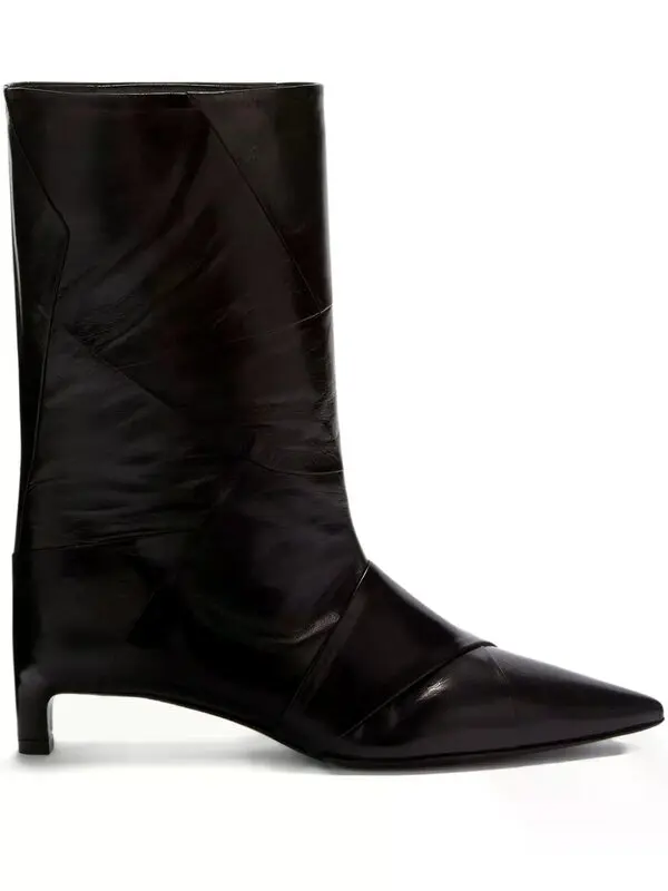 JIL SANDER Leather Ankle Boots - Black