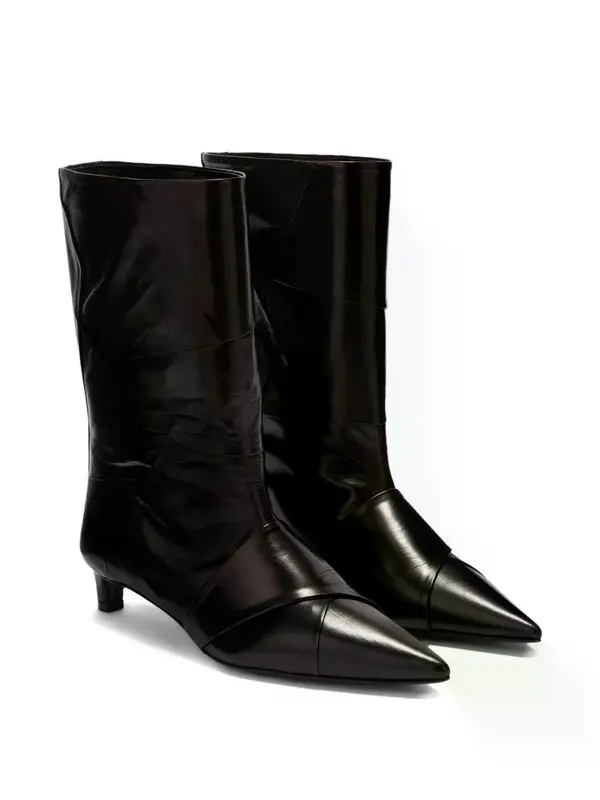 JIL SANDER Leather Ankle Boots - Black